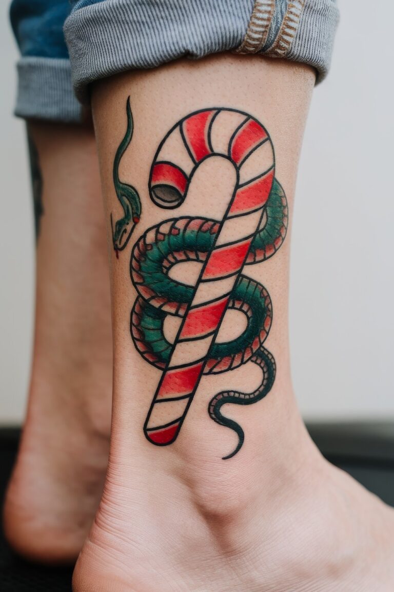 20 Irresistible Candy Cane Tattoo Design Ideas – Skin And Needle