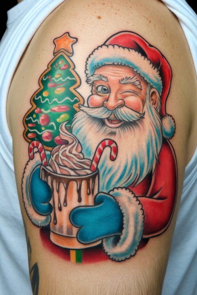 56 Festive Santa Claus Tattoo Design Ideas to Spread Holiday Cheer ...